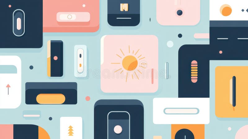 Abstract Geometric Interface Elements with Pastel Color Palette for ...