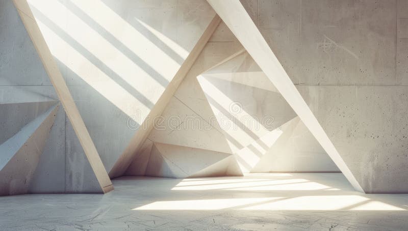 Abstract Geometric Interior with Angled Walls and Sunlight Streaming ...