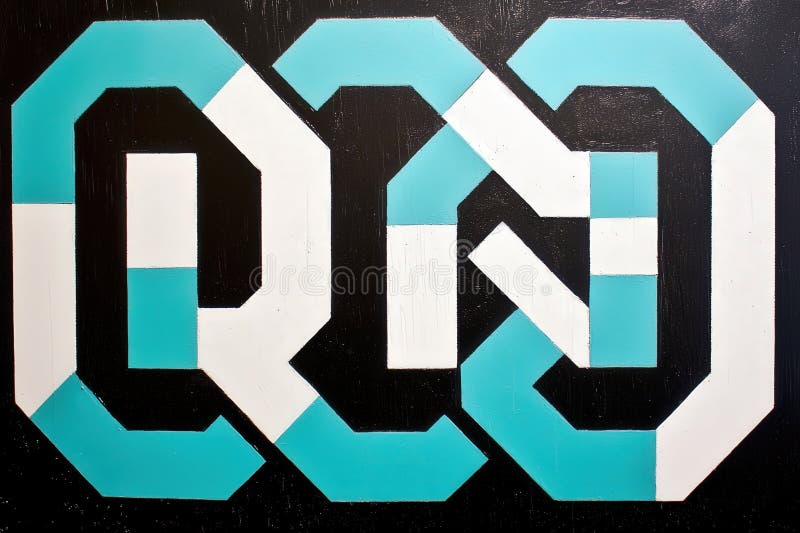 Abstract Geometric Interlocking Shapes in Teal and Black Stock ...