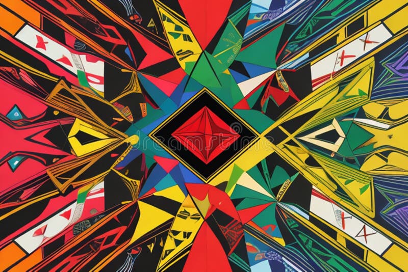 Abstract Geometric Juneteenth Banner. Green, Red, Yellow, and Black ...