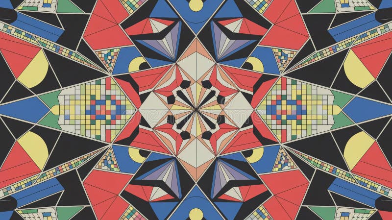 Abstract Geometric Kaleidoscope Pattern, Red, Good Resolution Stock ...