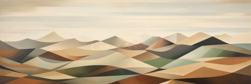 Abstract Geometric Landscape Art with Layered Mountain Shapes ...