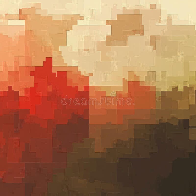 Abstract Geometric Landscape with Bold Red and Earthy Tones in ...