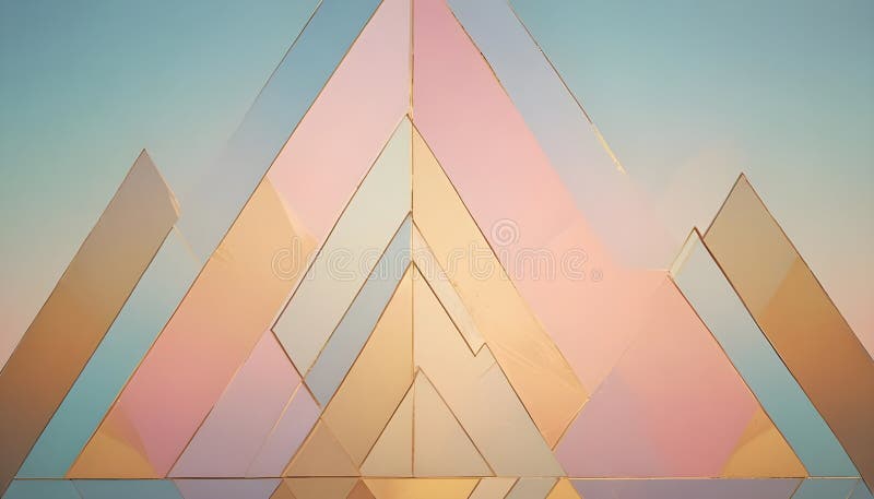 Abstract Geometric Landscape Featuring Layered Triangles in Pastel ...