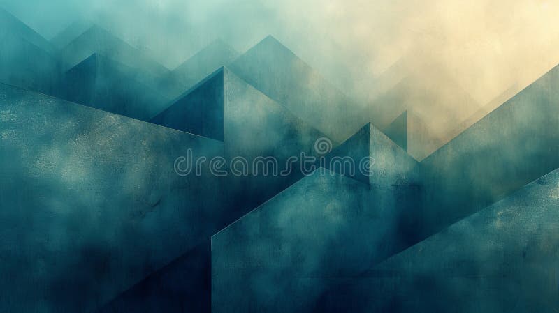 Abstract Geometric Landscape with Fog and Gradient Lighting Stock Image ...