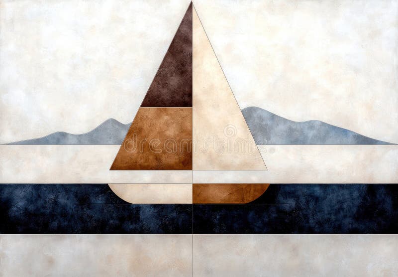 Abstract Geometric Landscape Painting Stock Illustration - Illustration ...