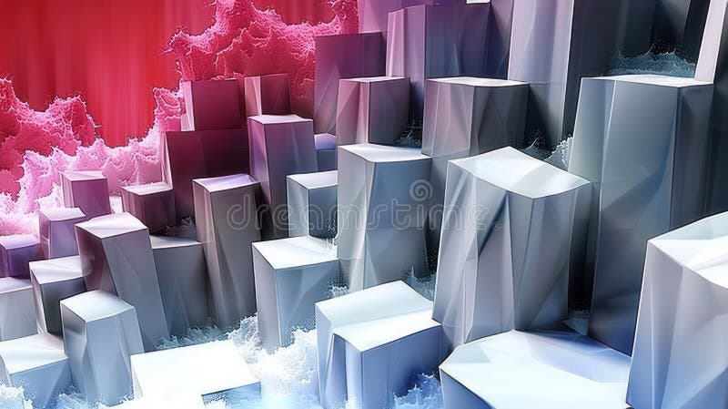 Abstract Geometric Landscape with Sharp Shapes and Vibrant Colors Stock ...