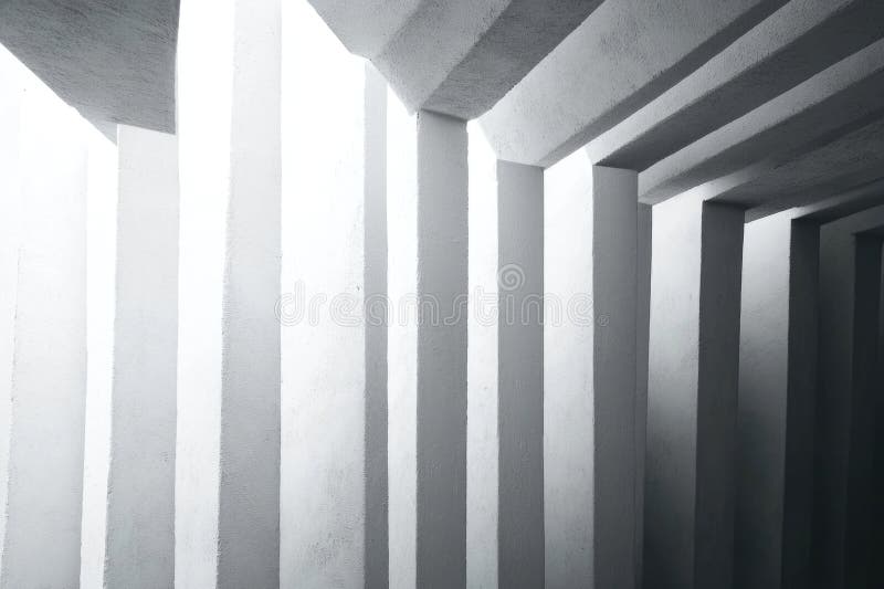 Abstract Geometric Light and Shadow on Architectural Concrete Columns ...
