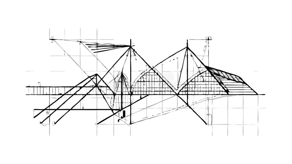 Abstract Geometric Lines, Architectural Drawing, Complex Structure ...