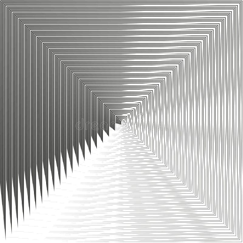 Abstract Geometric Lines. Converging Rectangular Pattern. Black and ...