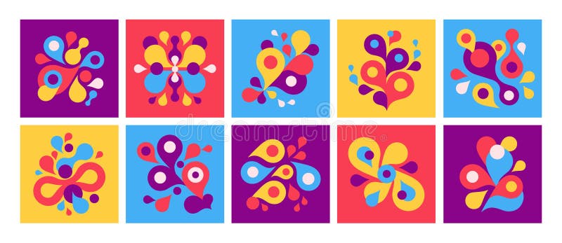 Abstract Geometric Liquid Forms. Splash Shapes, Water Flow and Dissolve ...