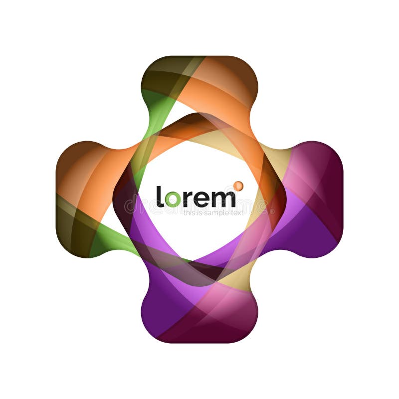 Abstract Geometric Logo Design, Overlapping Shapes Stock Vector ...