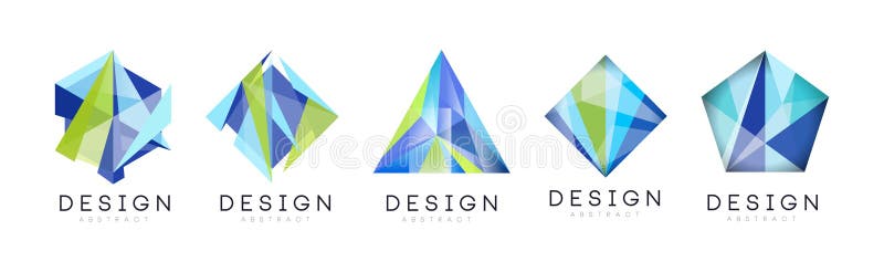 Abstract Geometric Logo Design with Shape and Figure Vector Set Stock ...