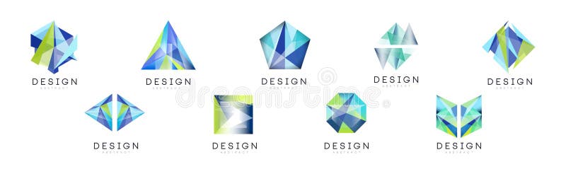 Abstract Geometric Logo Design with Shape and Figure Vector Set Stock ...