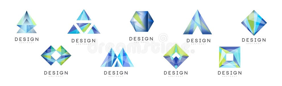 Abstract Geometric Logo Design with Shape and Figure Vector Set Stock ...