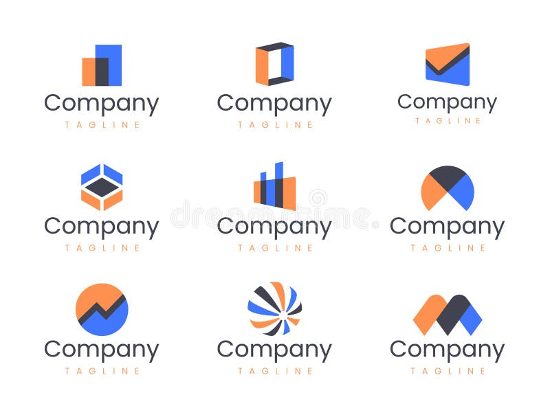 Abstract Tech Geometric Logo Design Template. Set of Graphic Elements ...