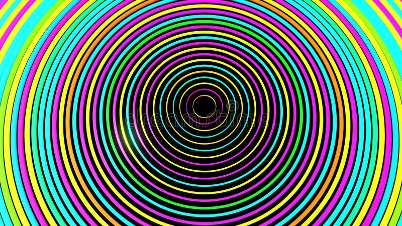 Neon Ring Complex Pattern of Blue Pink White Yellow in Black Background ...