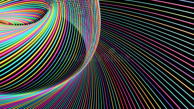 Neon Ring Complex Pattern of Blue Pink White Yellow in Black Background ...