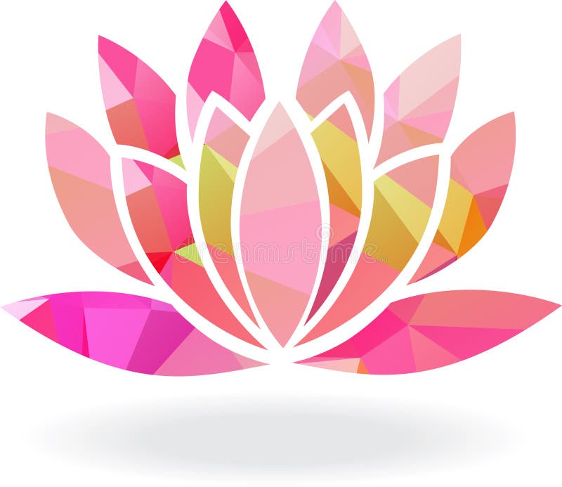 Abstract Geometric Lotus Flower in Multiple Colors Stock Vector ...