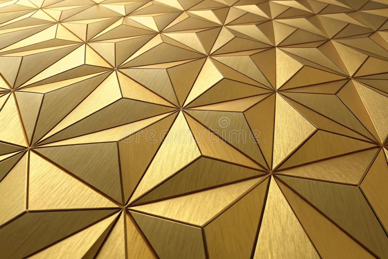Abstract of a Geometric Low-poly Golden Surface. 3D Render - Generated ...