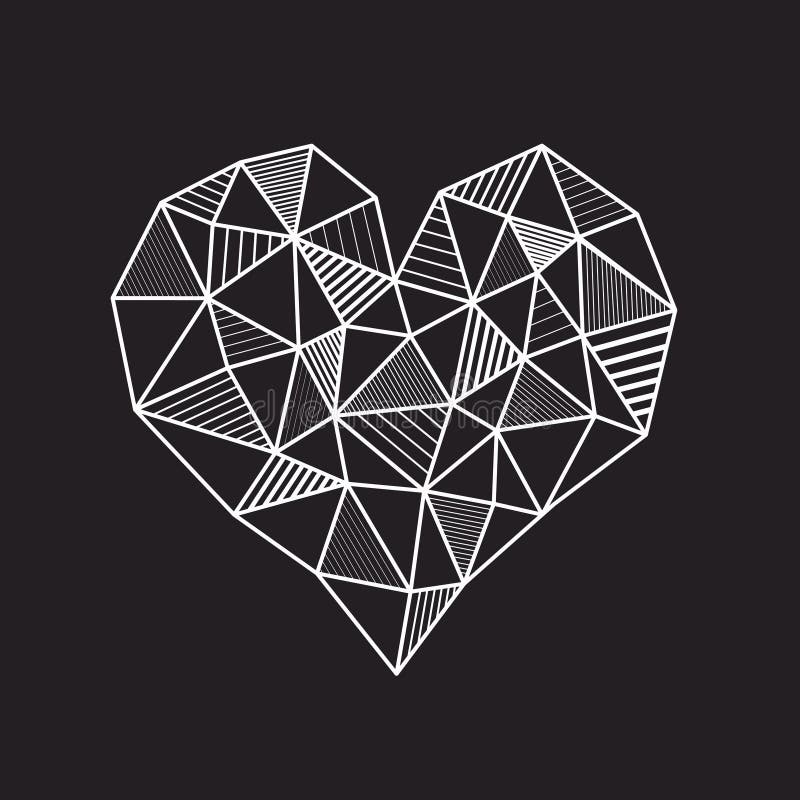 Abstract Geometric Low Poly Line Heart Stock Vector - Illustration of ...