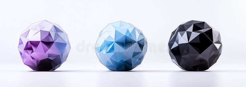 Abstract Geometric Low Poly Spheres Purple Blue Black 3D Render Modern ...