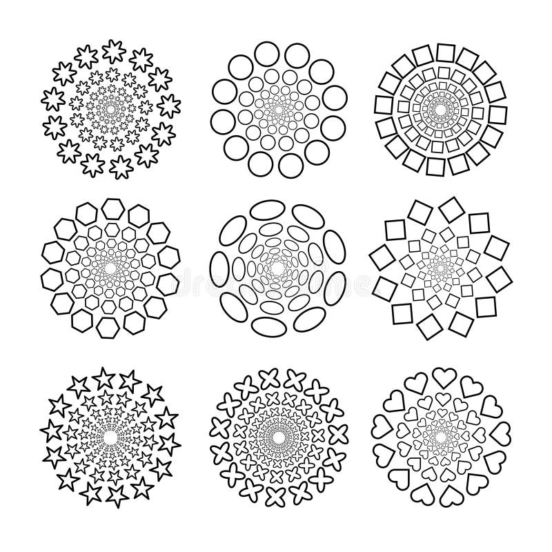 Abstract Geometric Mandala Patterns Set Vector Illustration Stock ...