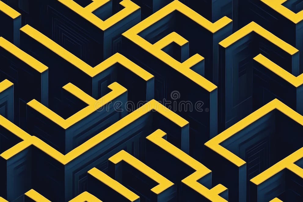 Abstract Geometric Maze Pattern Design Stock Image - Image of problem ...