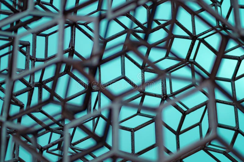 Abstract Geometric Metal Structure Against a Vibrant Blue Background ...