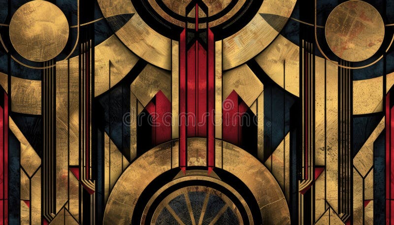 Abstract Geometric Metallic Elements and Marble Texture in ...