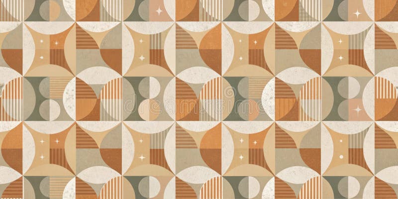 Abstract Geometric Mid-century Modern Tile Pattern Design Featuring ...