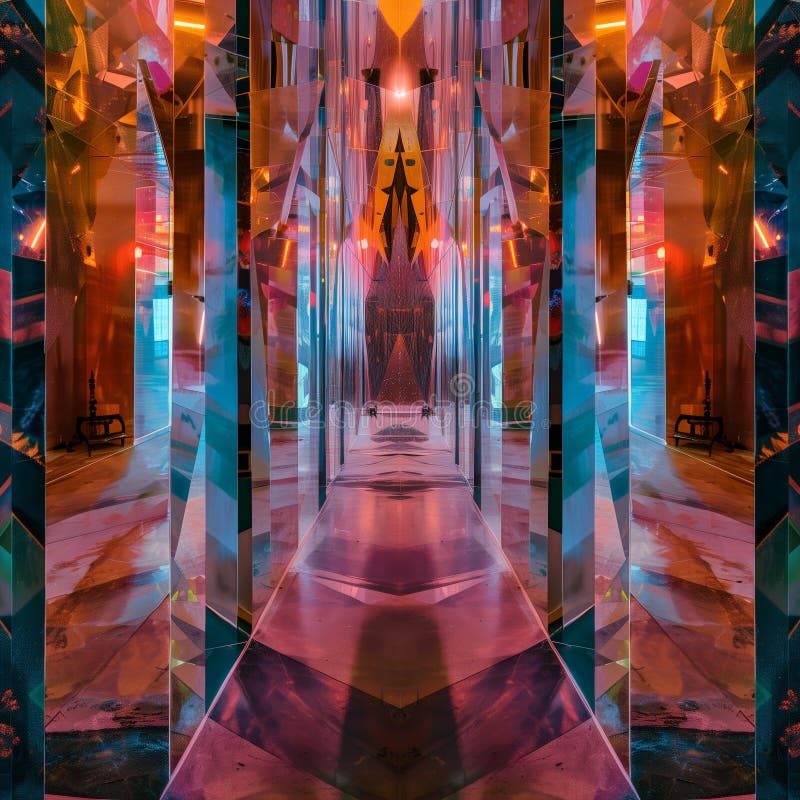 Abstract Geometric Mirrored Art Installation Stock Image - Image of ...