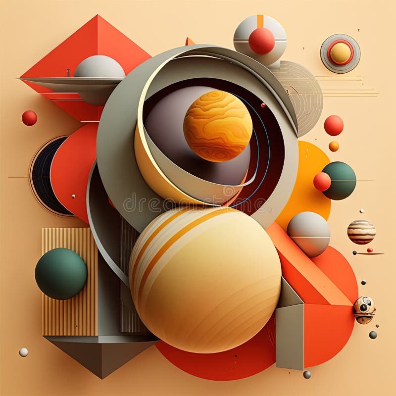 Abstract Geometric Model of Fictional Planetary System. Generative AI ...