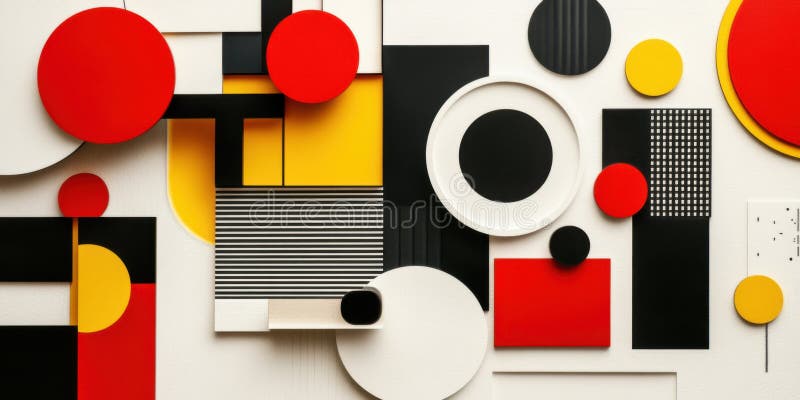 Abstract Geometric Modern Art Composition with Red Yellow Black and ...
