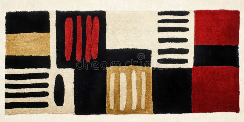 Abstract Geometric Modern Carpet in Red Black and Gold Stock Image ...