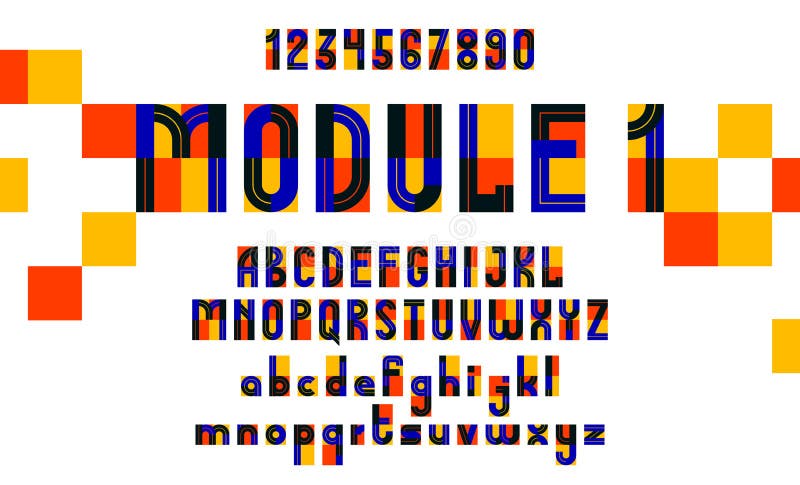 Geometric Modern Style Digital Letters Alphabet Made with Square Stock ...