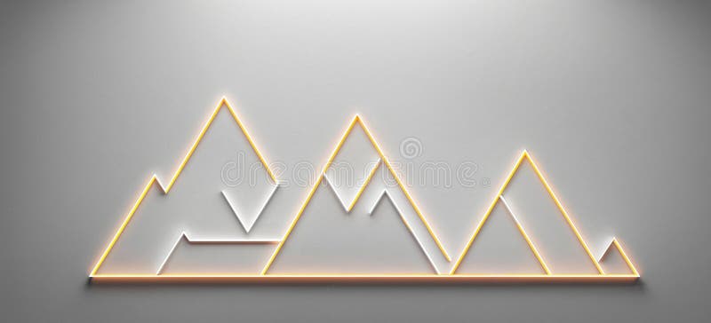 Abstract Geometric Mountain Range Outline with Golden Glowing Lines on ...