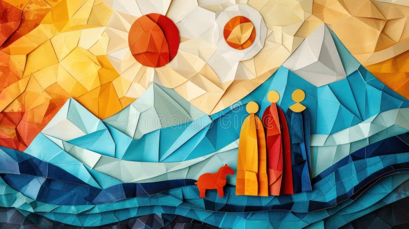 Abstract Geometric Nativity: a Modern Twist on a Classic Scene Stock ...