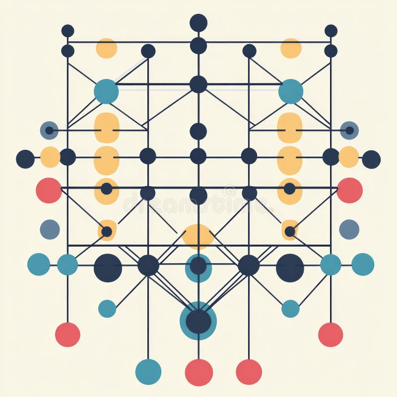 Geometric Network Interconnected Nodes Yellow Blue Circles Stock Photos - Free & Royalty-Free ...