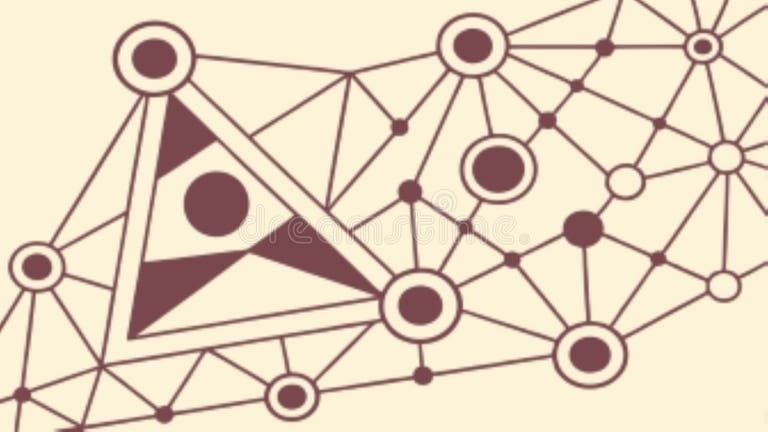 Abstract Geometric Network with Connected Shapes, Vector Design ...