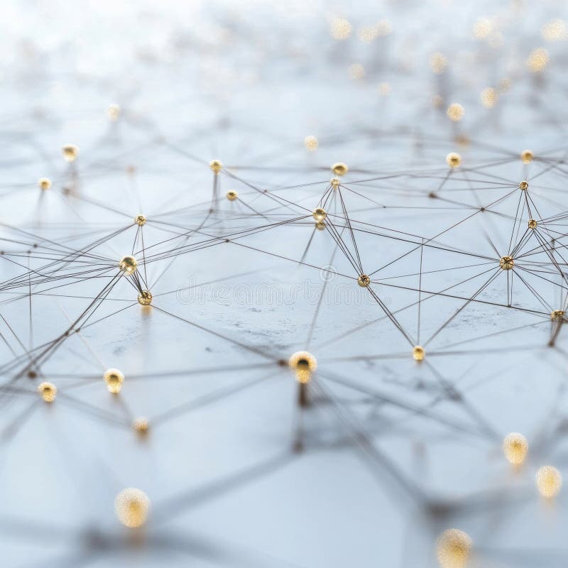 Abstract Geometric Network Gold Nodes Light Background Stock Photos ...