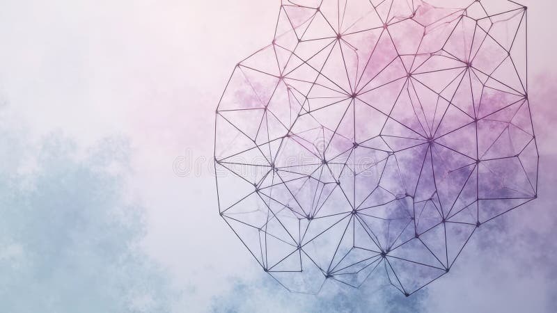 Abstract Geometric Network of Interconnected Lines on Pastel Gradient ...