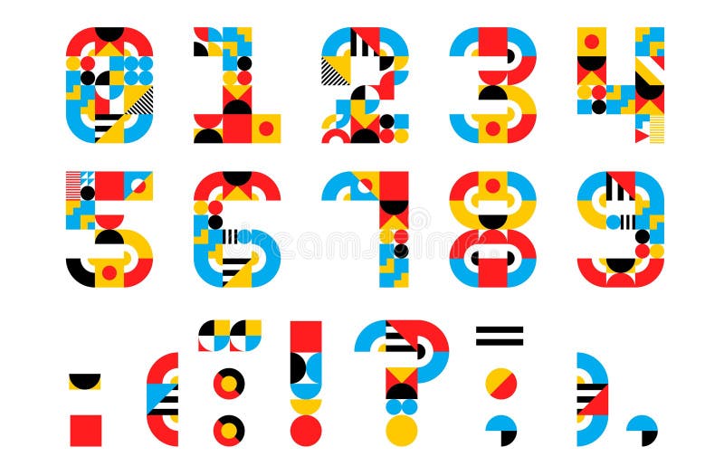 Abstract Geometric Numbers, Punctuation Marks Font Stock Illustration ...