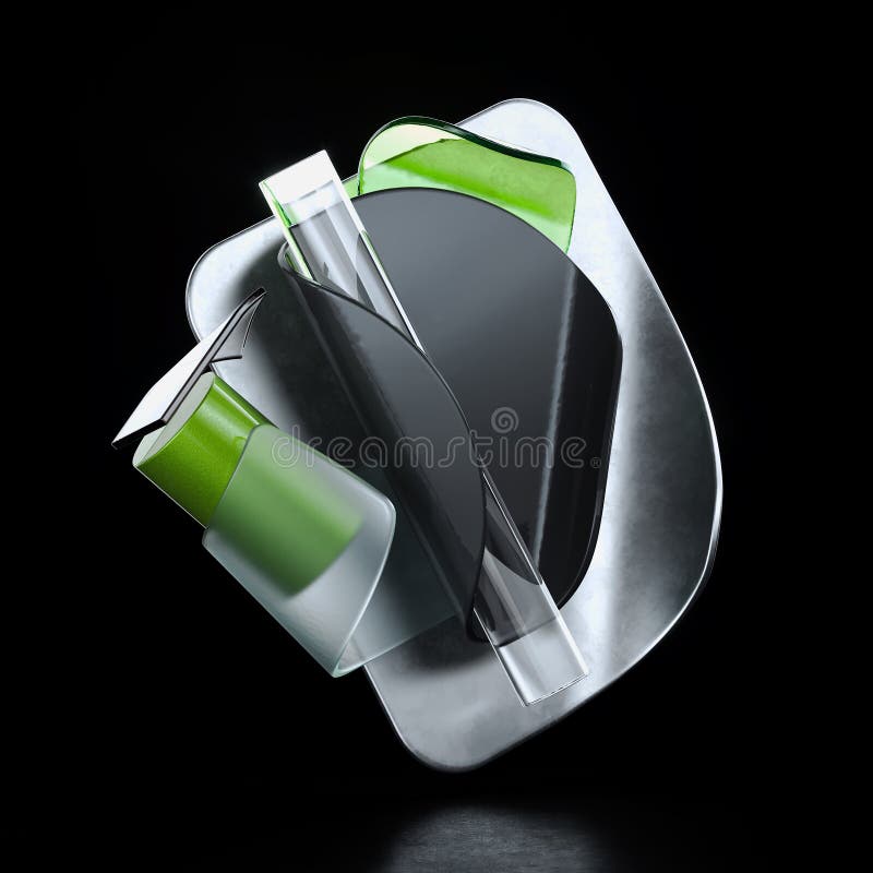 Abstract Geometric Object Isolated on Black Background. 3d Rendering ...