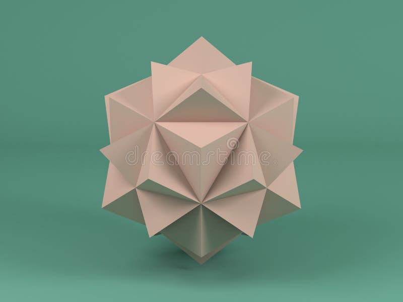 Abstract Geometric Object Over Green Background, 3d Stock Illustration ...