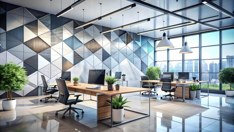 Abstract Geometric Office Space AI Generated Stock Illustration ...
