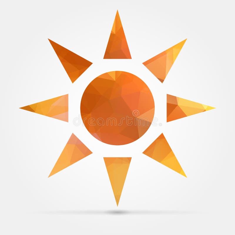 Abstract Geometric Orange Sun from Triangular Faces for Graphic Stock ...