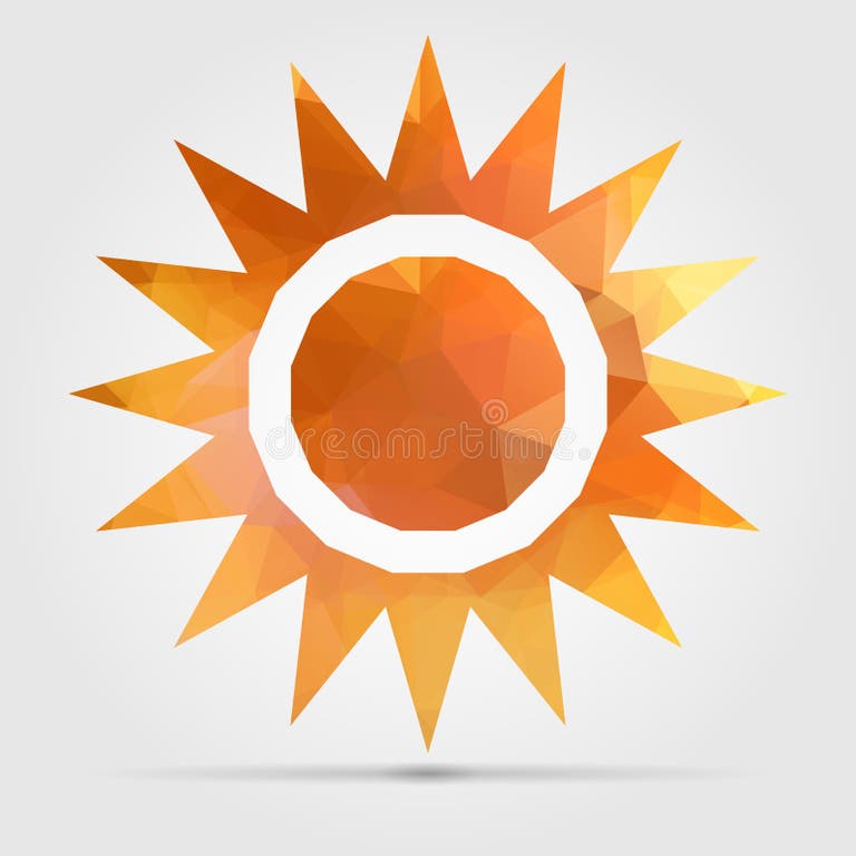 Abstract Geometric Orange Sun from Triangular Faces for Graphic Stock ...