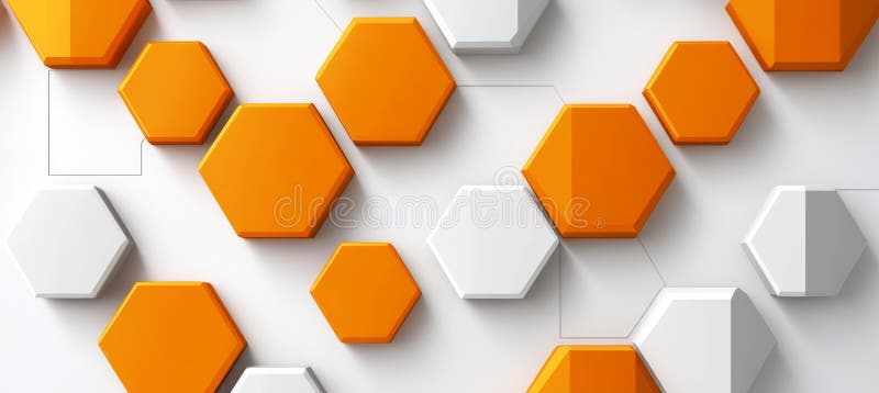 Abstract Geometric Orange , White Hexagon Tiles Seamless Loop Random ...