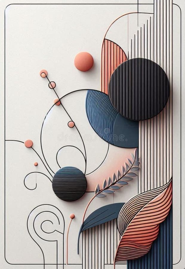 Abstract Geometric and Organic Shapes Artwork in Pastel Tones Stock ...